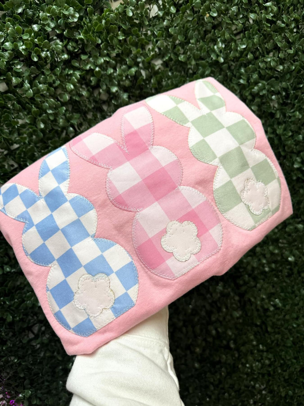 Pink Checkered Bunny Tee – A Little Off Track